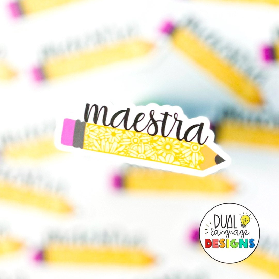 Maestra Floral Pencil Vinyl Sticker | Etsy