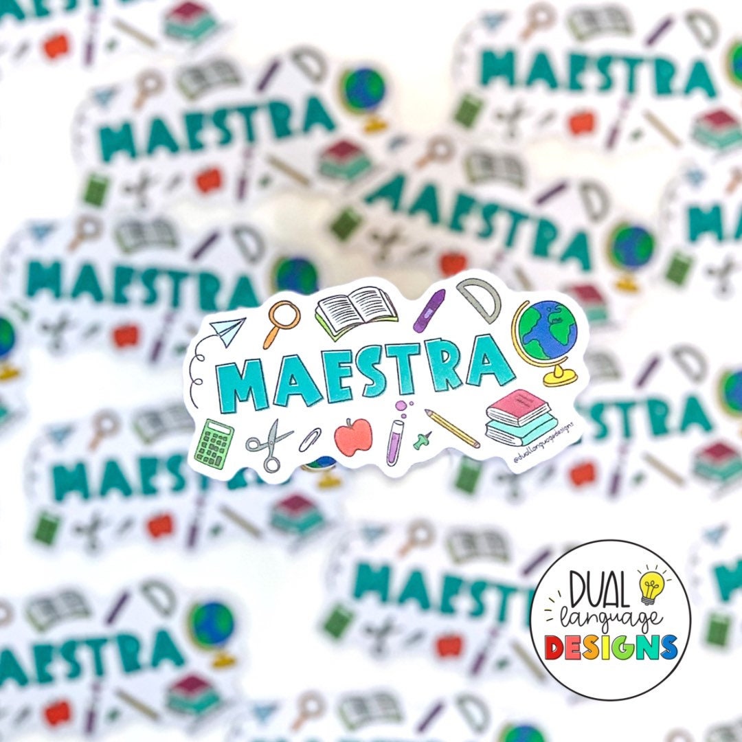 Maestra Sticker Spanish Vinyl Sticker Bilingual Teacher | Etsy