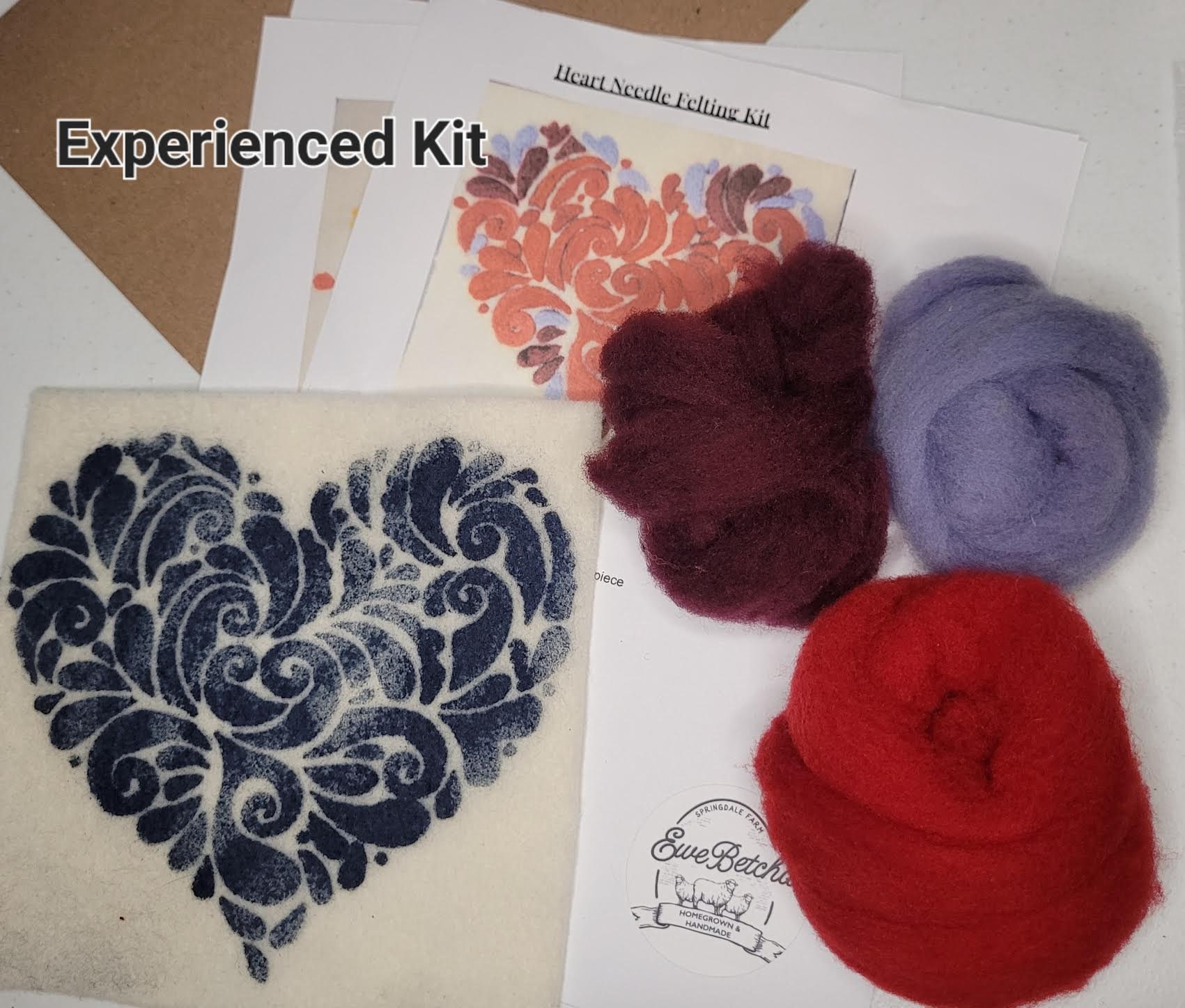 Heart Needle Felt Painting Kit- Beginner Wool Felting- Felted Picture ...