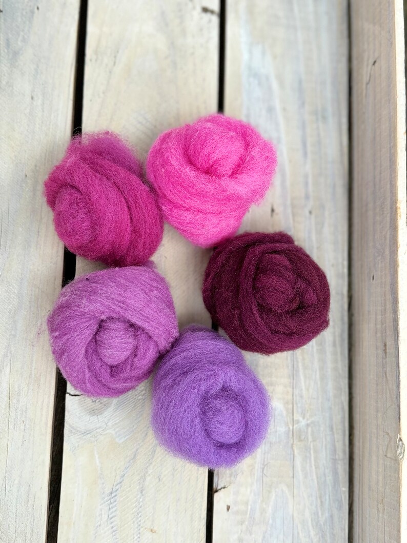 Felting Wool Pink and Purple Wool Roving Hand Dyed Sheep Wool Craft ...
