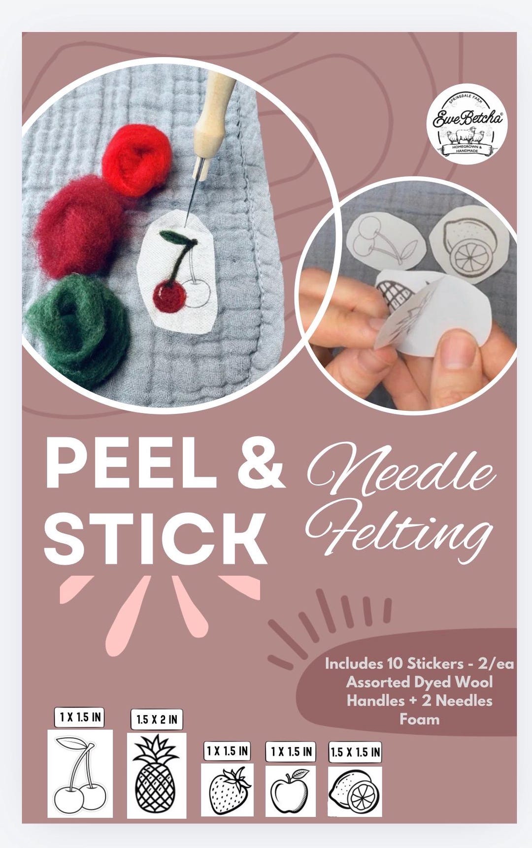 Peel & Stick Needle Felting Kit- Fruit- Stick and Stitch Felting - Etsy