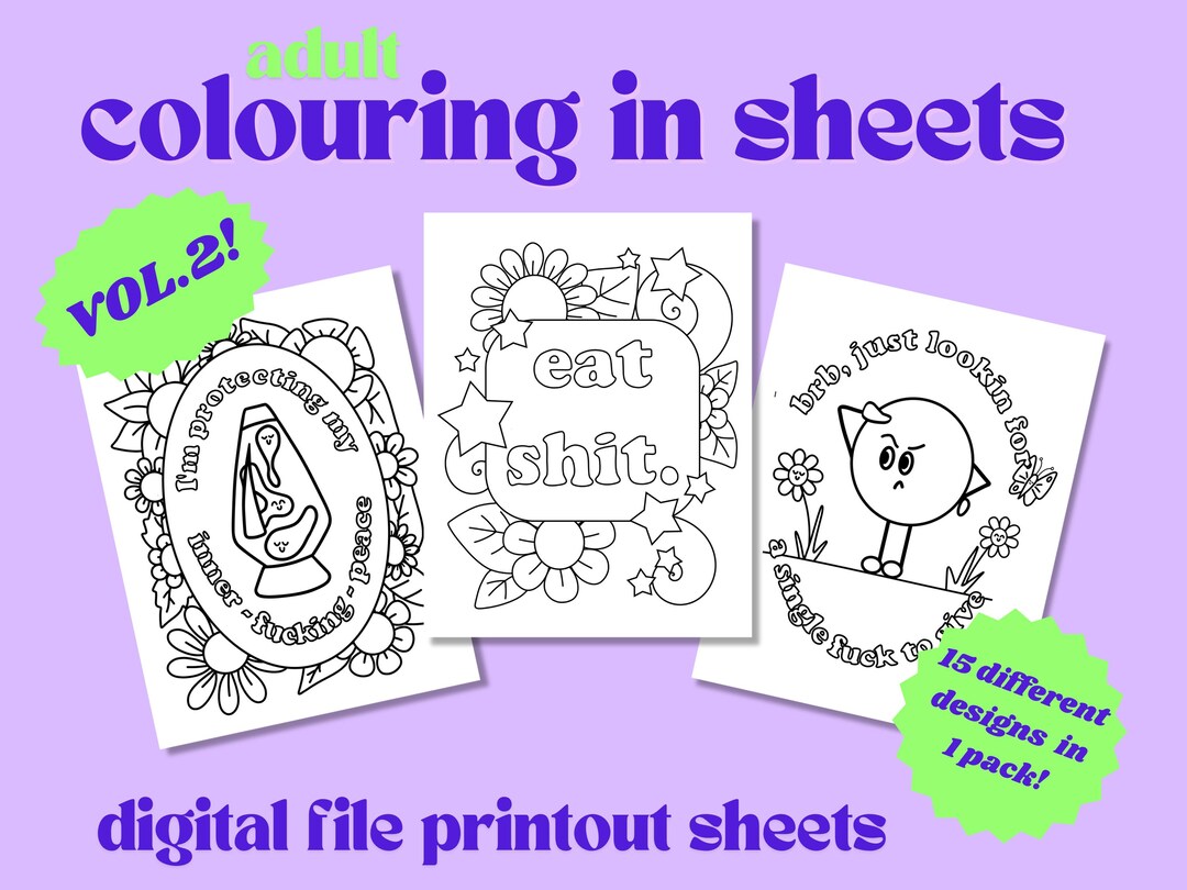 Adult Swear Word Colouring Sheets Digital Files Groovy Coloring Sheets ...