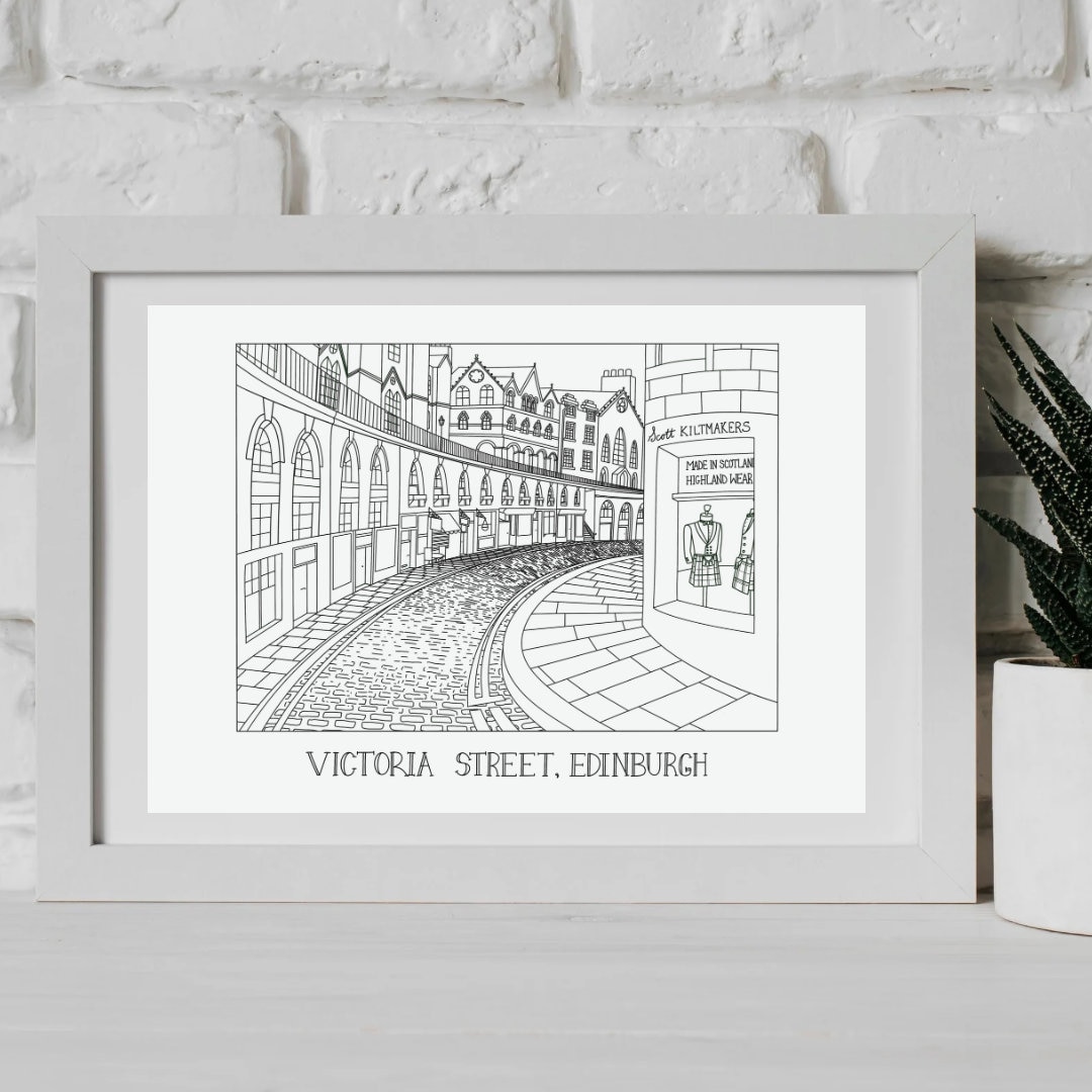 Victoria Street Edinburgh Illustration: Home Decor, Adult Coloring Page ...