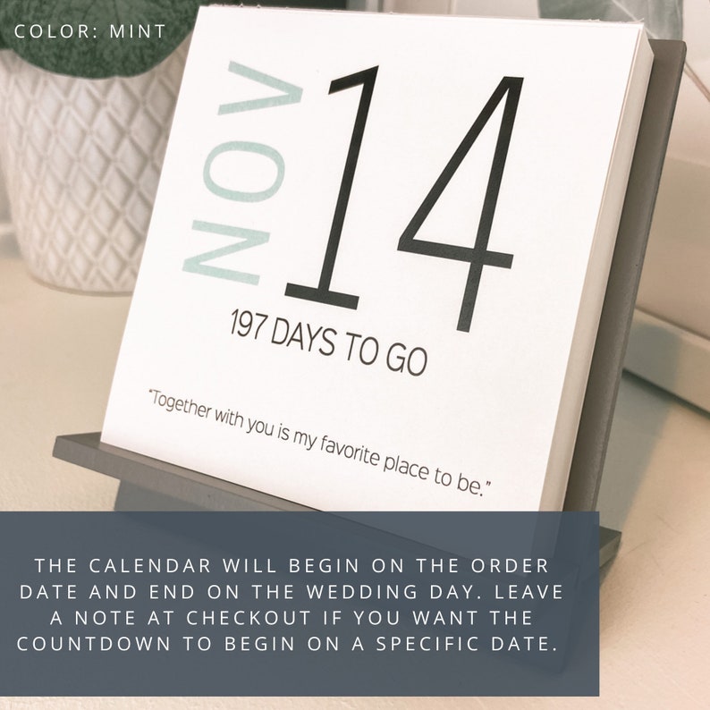 Wedding Countdown Customized Calendar Engagement Gifts - Etsy