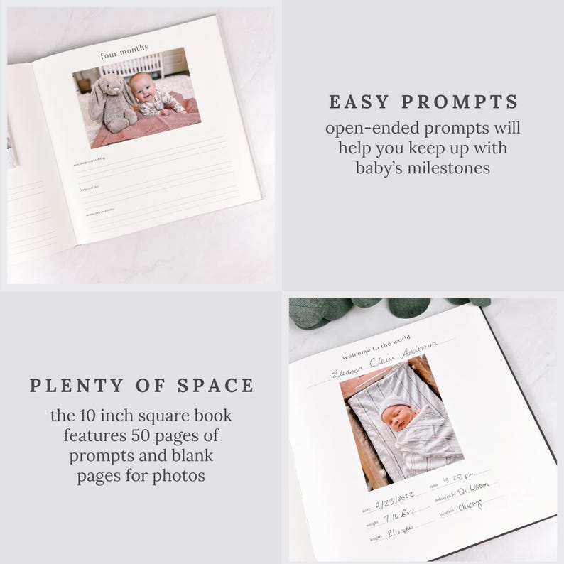 Personalized Baby Book - Modern Hardcover Customized - Baby's First ...