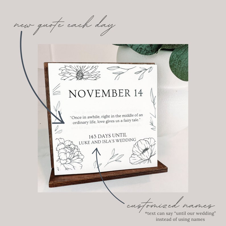 Personalized Wedding Countdown Calendar for Engaged Couple / Daily Tear ...