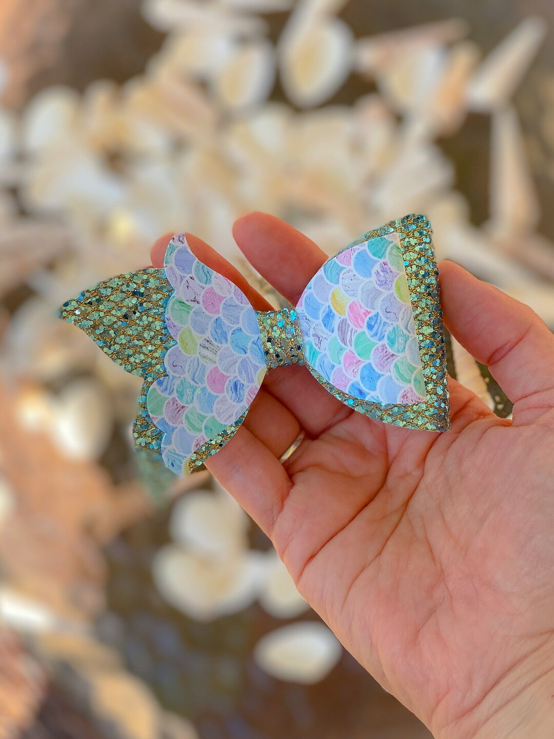 MERMAID TAIL BOW Under the Sea Bow Beach Bows Mermaid Birthday - Etsy