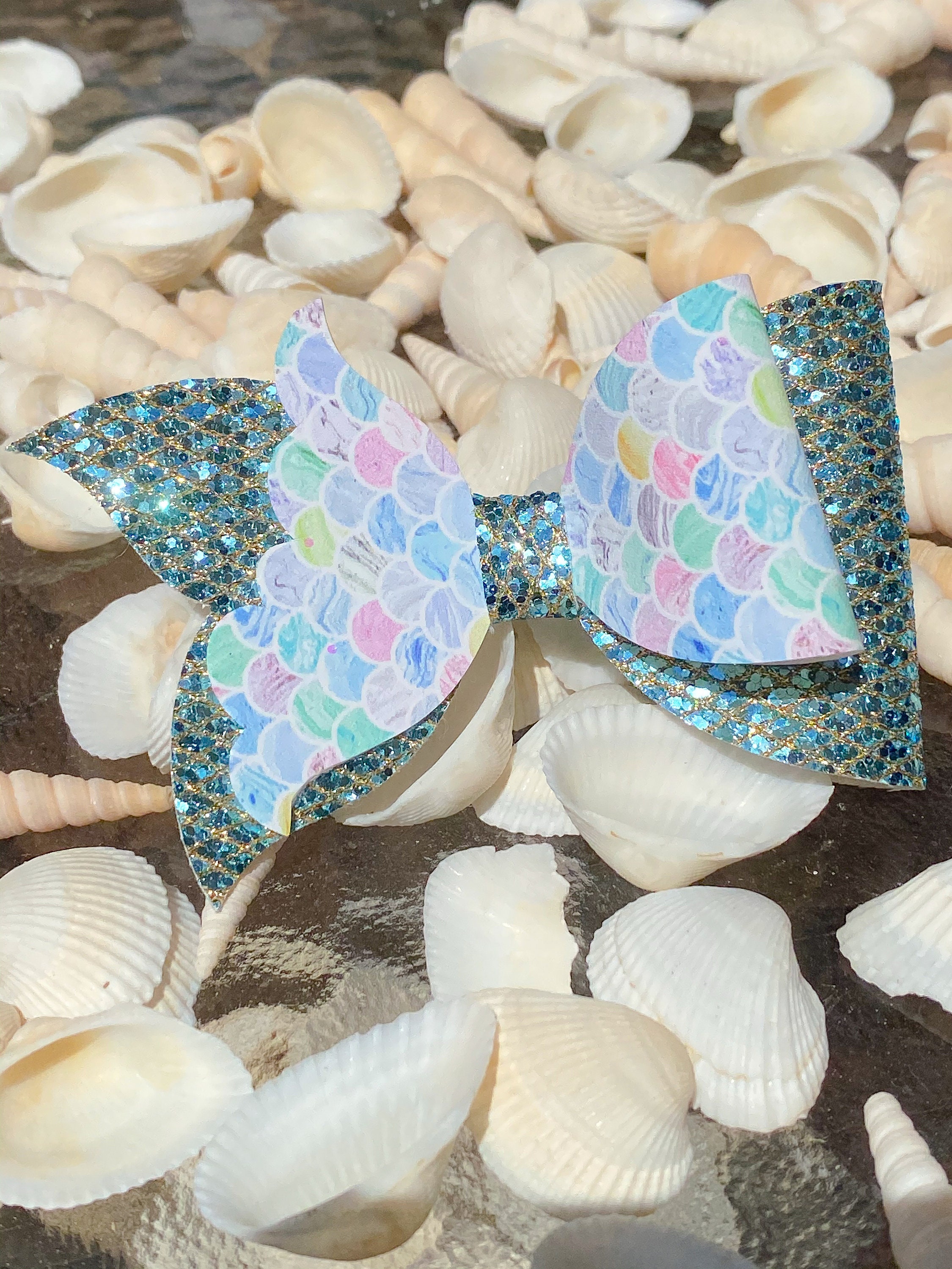 MERMAID TAIL BOW Under the Sea Bow Beach Bows Mermaid Birthday - Etsy