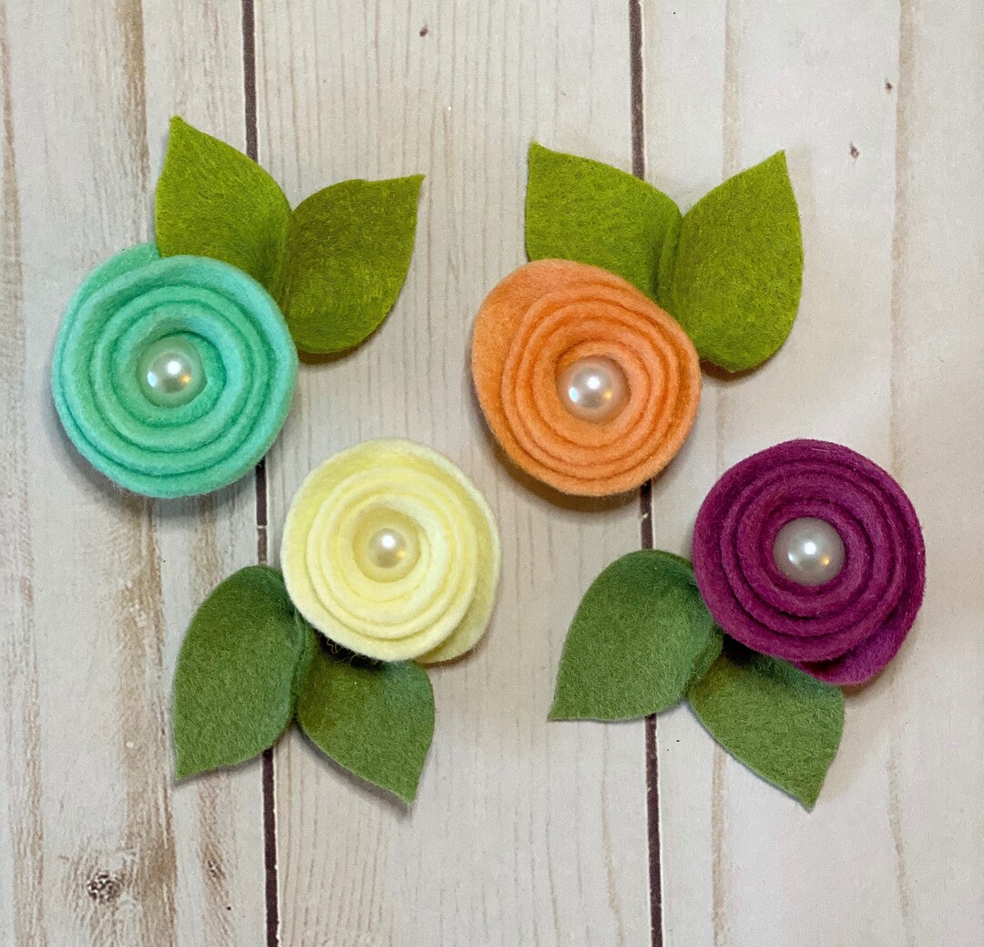 Spring Pigtail Hair Clips Spring Flower Hair Clip Felt Flower - Etsy