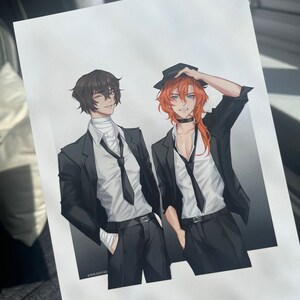 Bungou Stray Dogs Art Print / Soukoku Art Print / Dazai Osamu / Chuuya ...