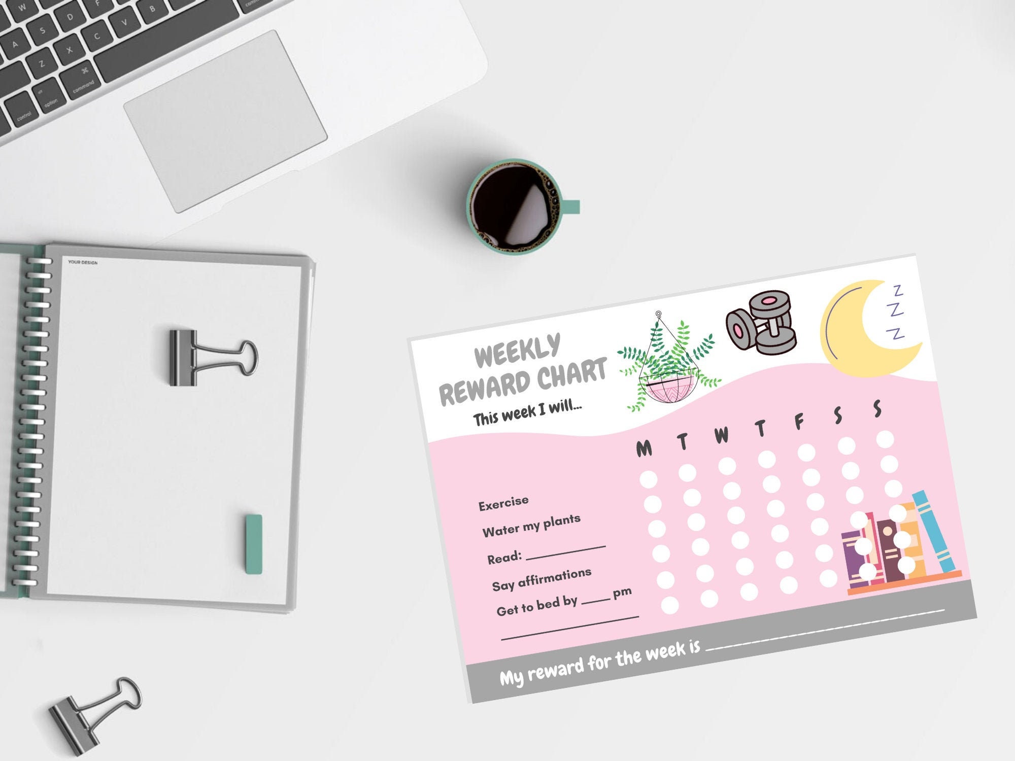 Printable A4 & US Letter Pdfs Weekly Adult Reward Chart - Etsy