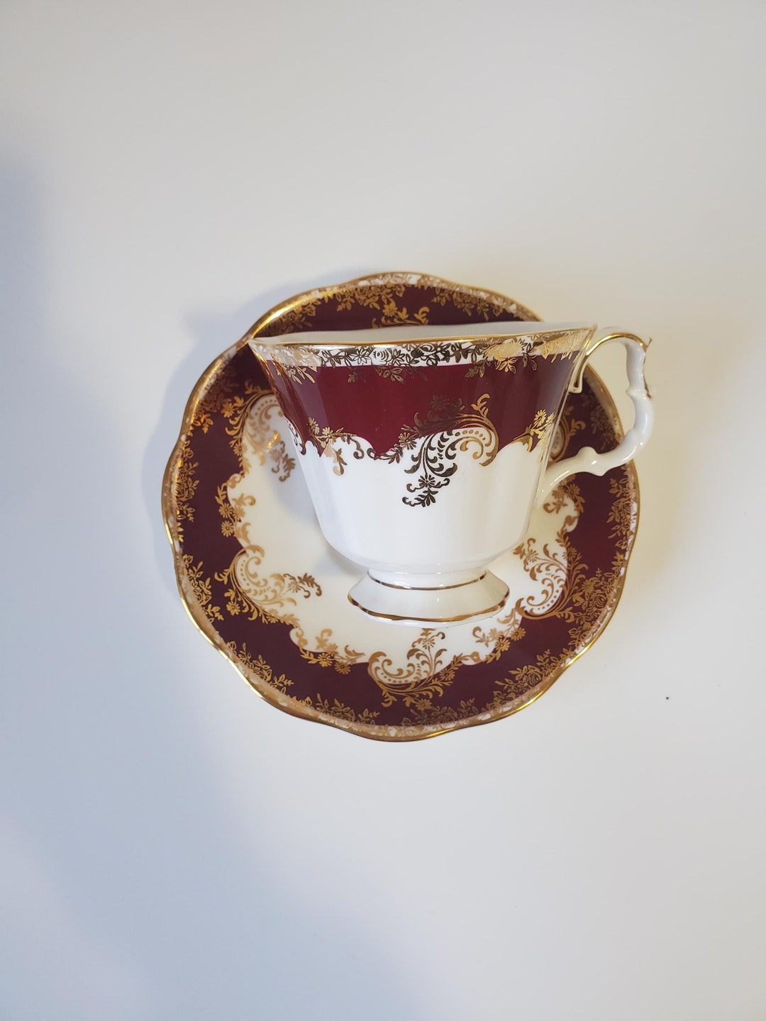 Vintage Royal Albert Regina Ruby Floral Tea Cup,rare Gold England Bone ...