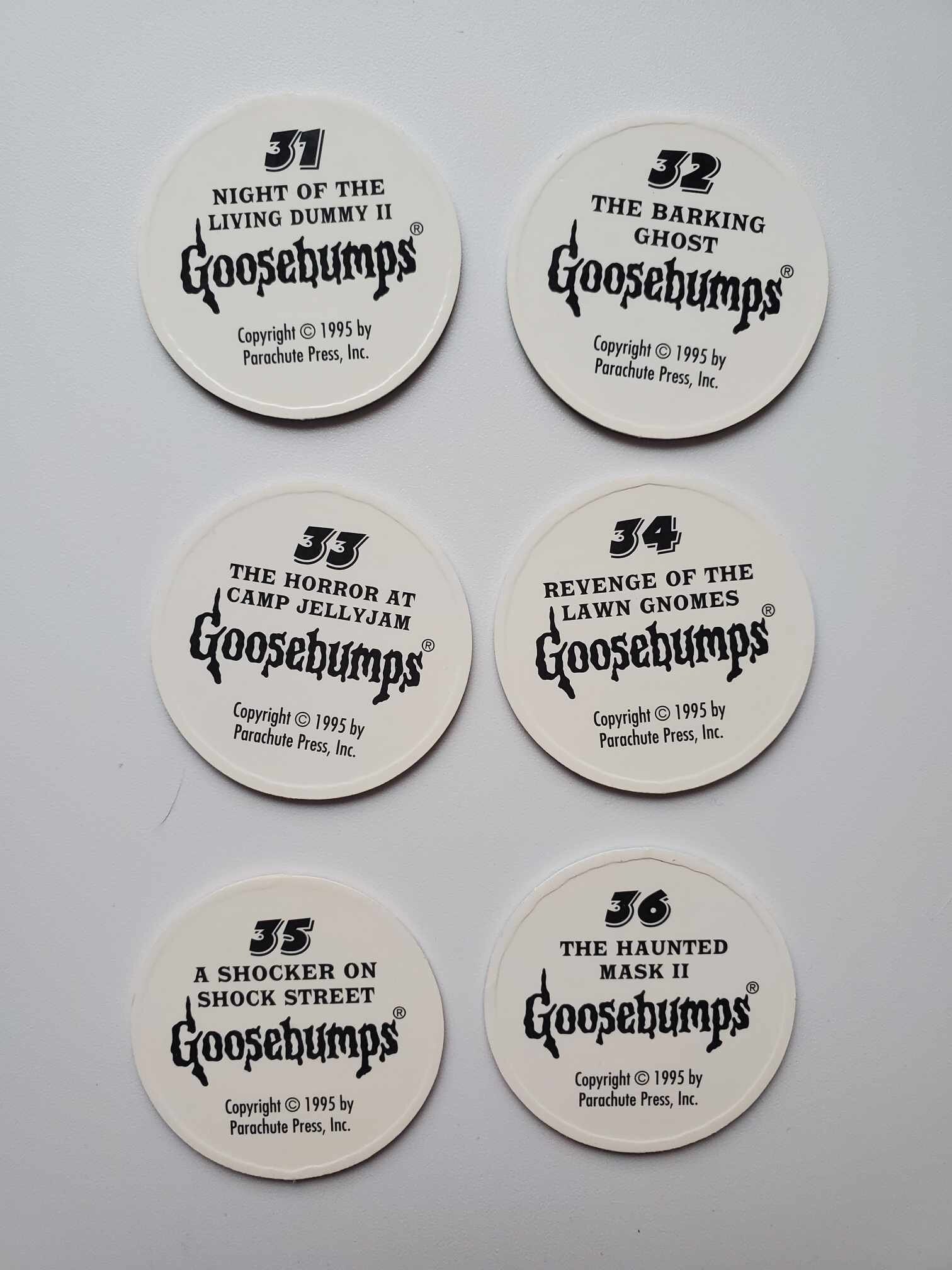 Vintage Goosebumps POGS, Set of 6 Milk Caps,1990s Retro Nostalgic ...