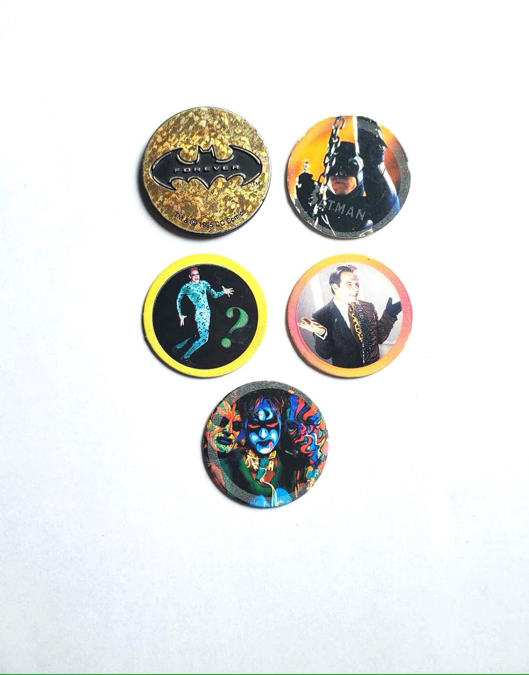Vintage Batman POGS, Set of 5 Milk Caps, 1990s Retro Nostalgic Unique ...