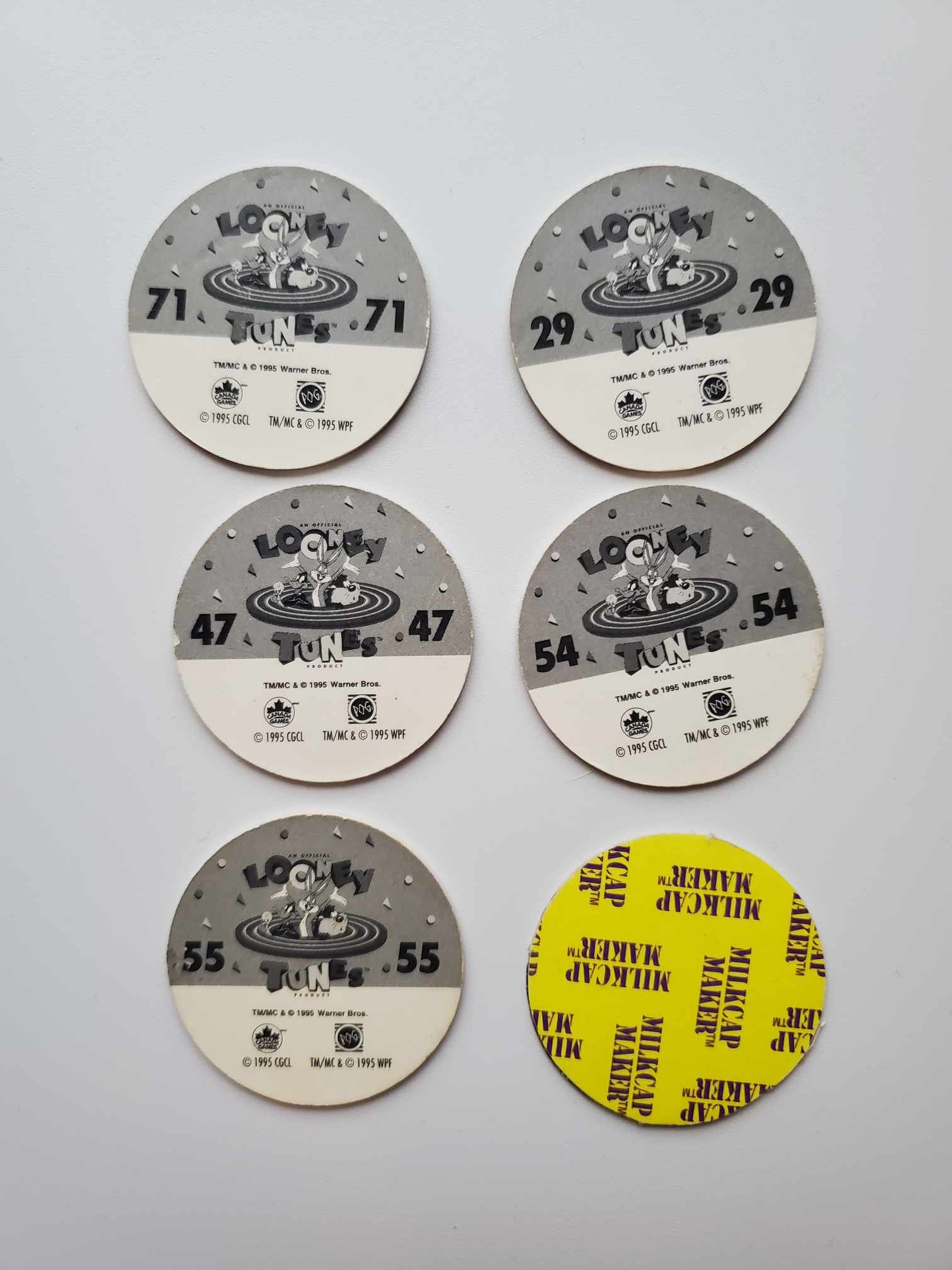 Vintage Looney Tunes Pogs,rare Set of 6 Collectable Nostalgic Milk Caps ...