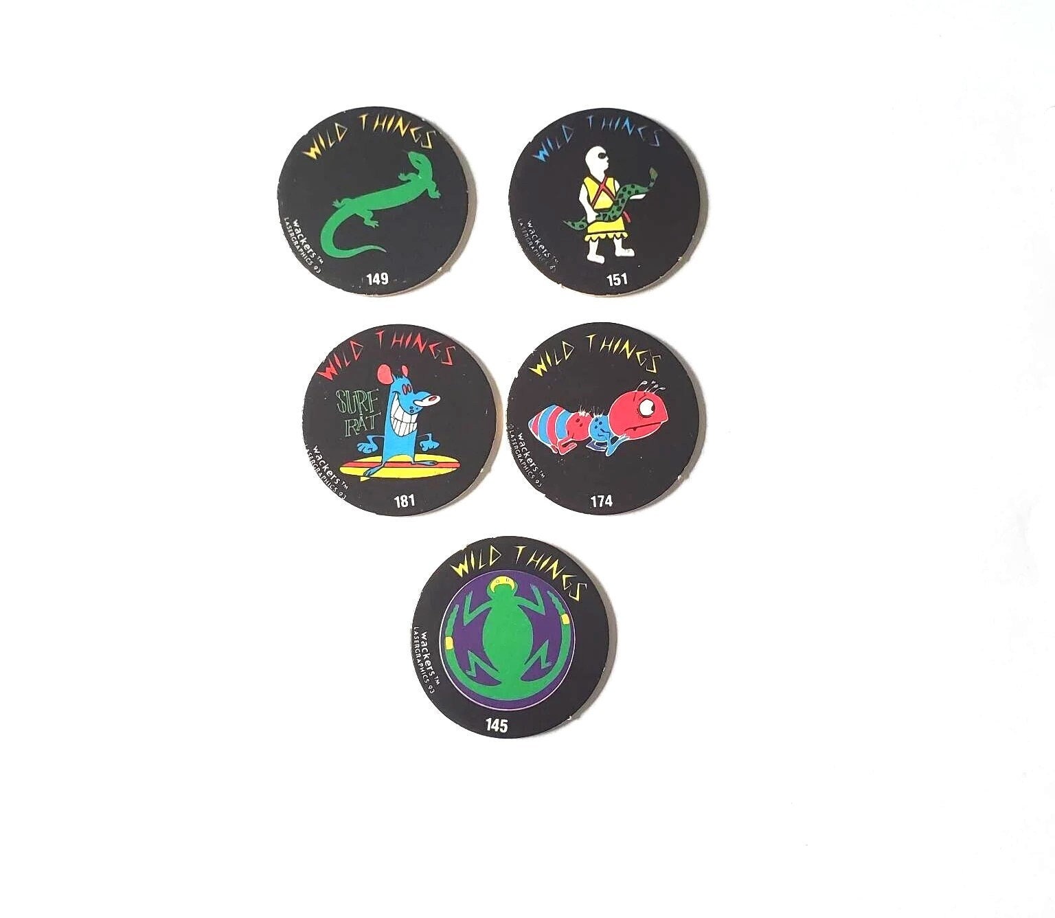Vintage Wild Things POGS, Set of 5 Milk Caps, 1990s Retro Nostalgic ...