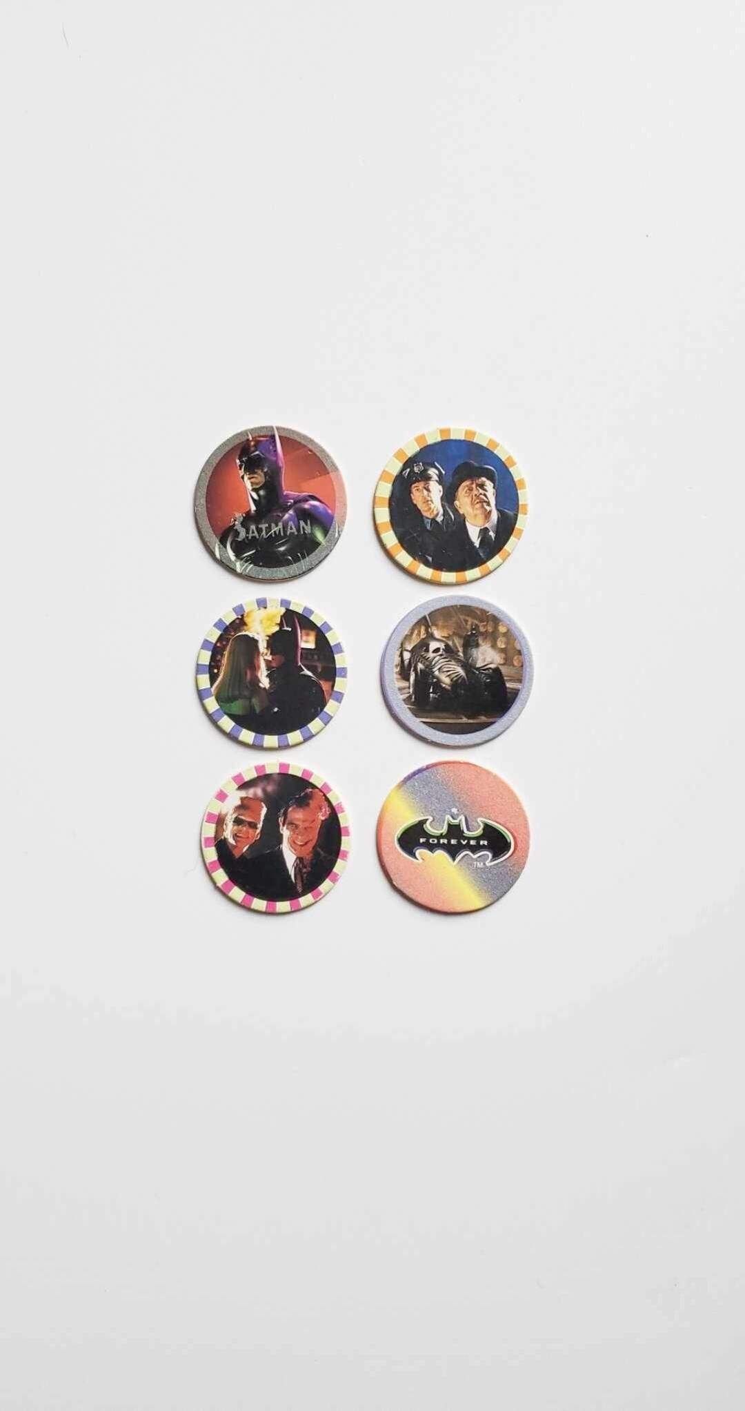 Vintage Batman Pogs,rare Set of 6 Collectable Nostalgic Milk Caps ...