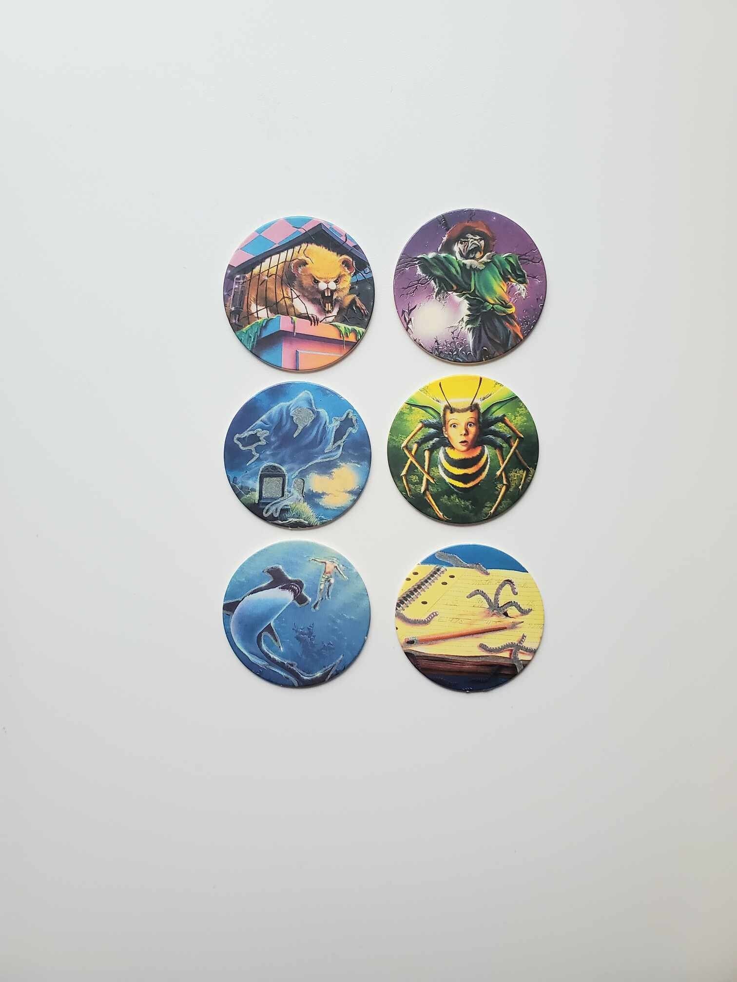 Vintage Goosebumps POGS, Set of 6 Milk Caps,1990s Retro Nostalgic ...