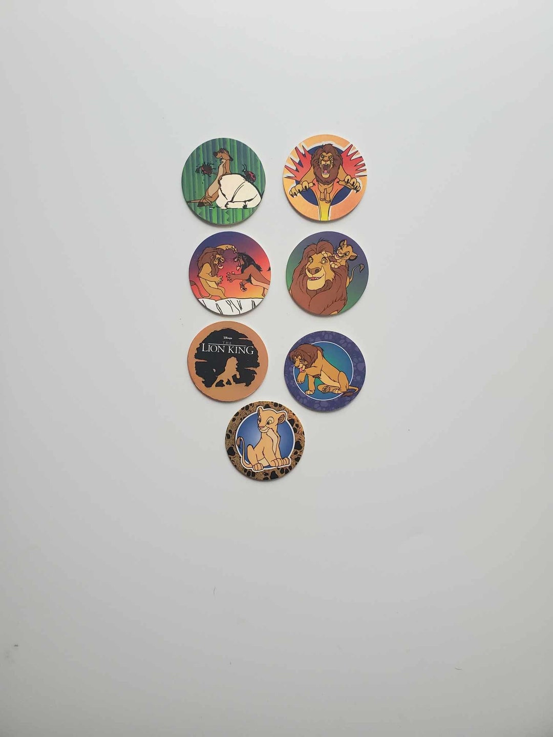 Vintage Lion King Pogs,rare Set of 7 Collectable Nostalgic Milk Caps ...