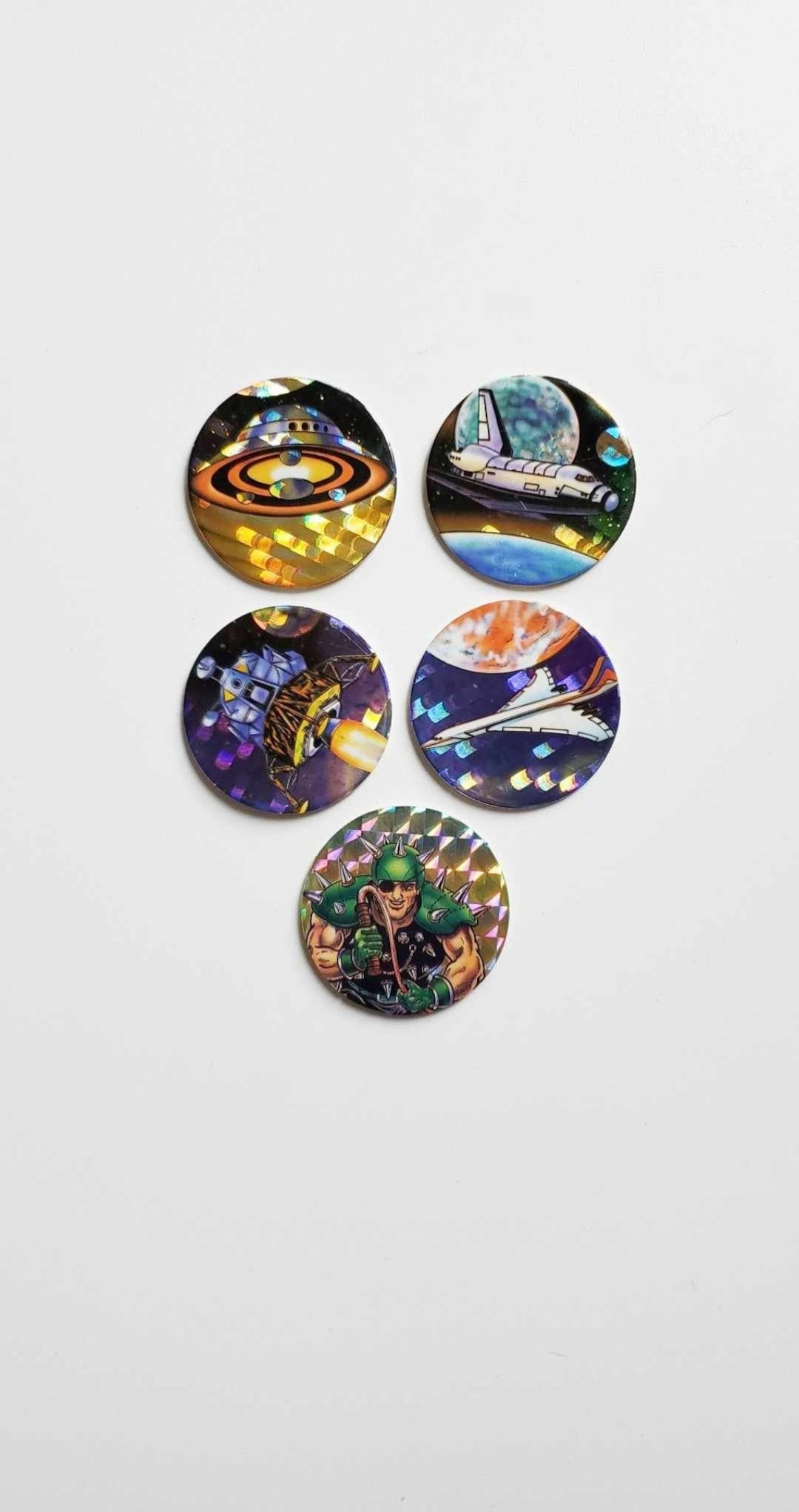 Vintage Outer Space Pogs,rare Set of 5 Collectable Nostalgic Milk Caps ...