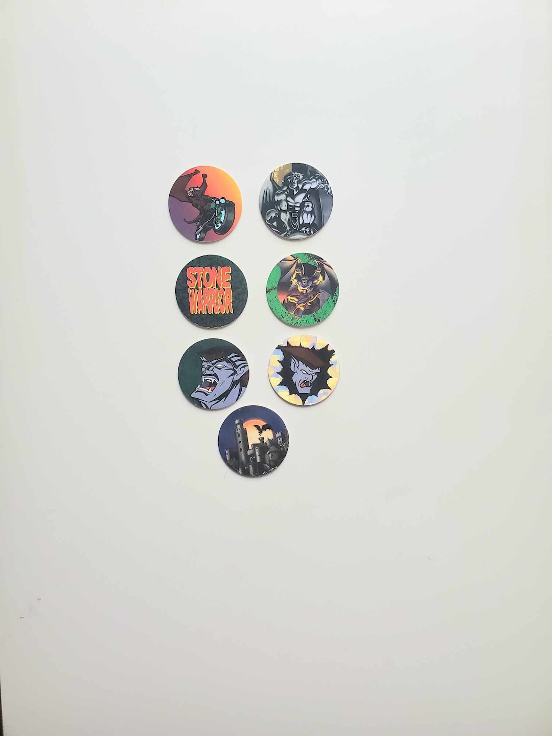 Vintage Gargoyles Pogs,rare Set of 7 Collectable Nostalgic Milk Caps ...