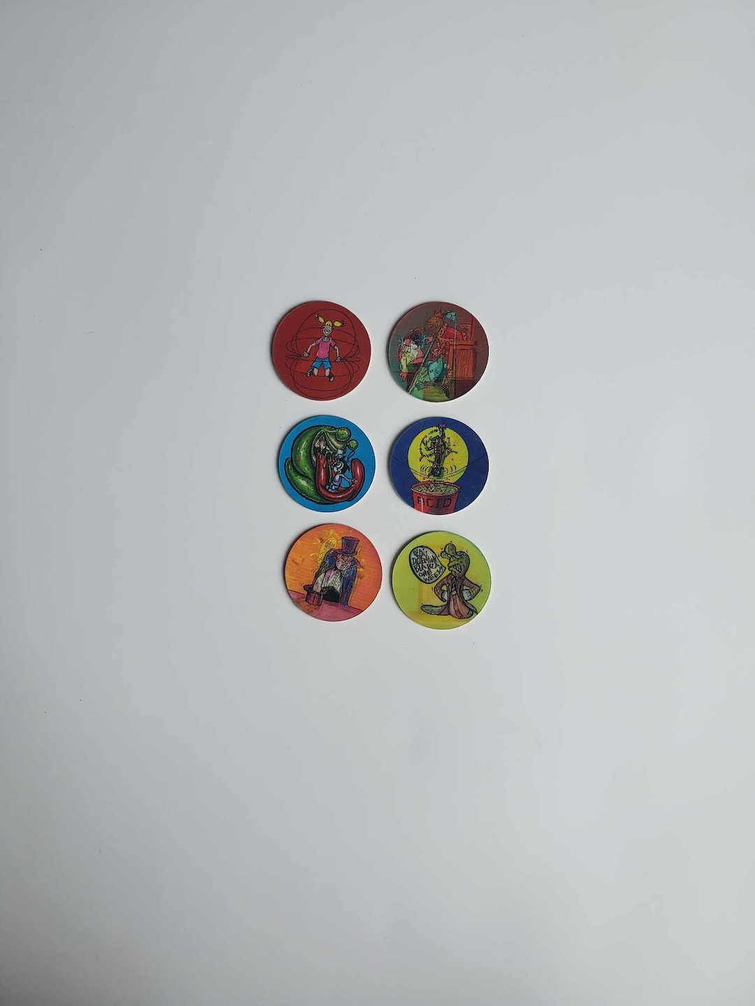 Vintage SLUG Pogs,rare Set of 6 Collectable Nostalgic Milk Caps ...