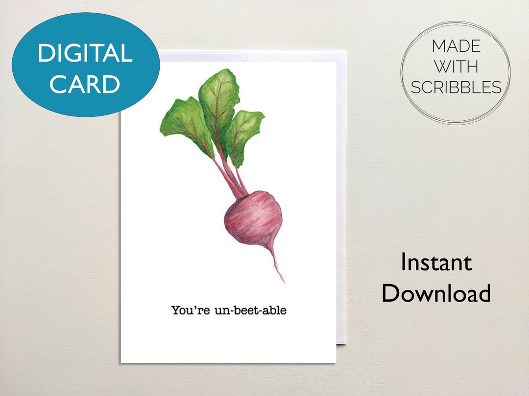 Printable Un-beet-able Card, Funny Pun Beet Digital Card, Instant ...