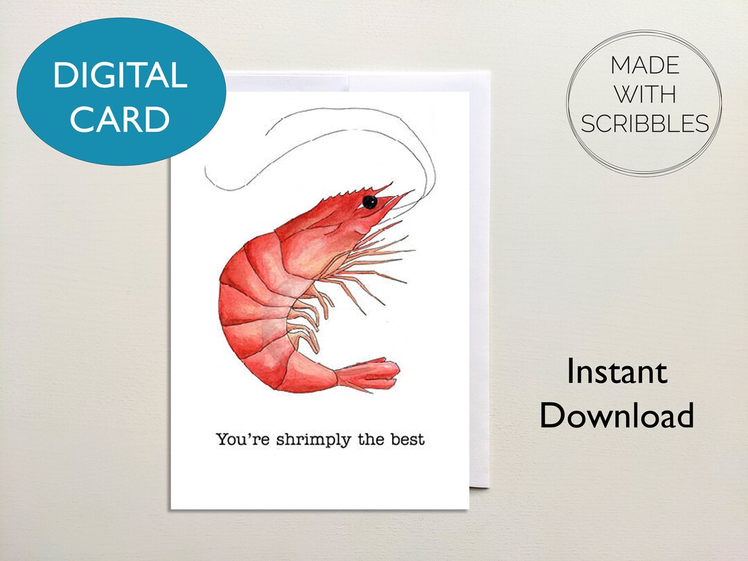 Printable Shrimply the Best Card, Funny Pun Shrimp Digital Card ...
