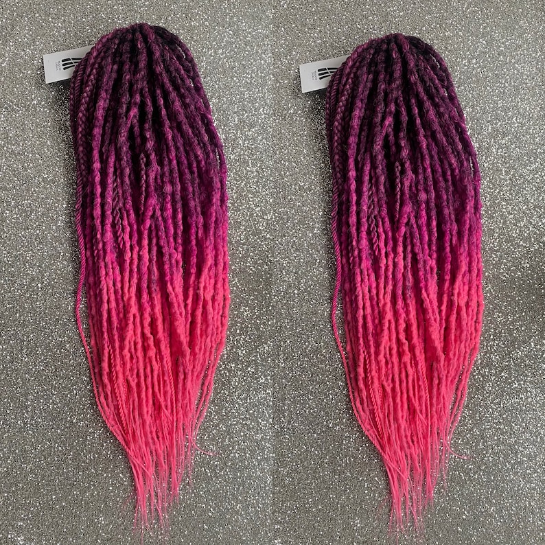 Synthetic Crochet Dreadlocks Hair Extensions Bright Pink Ombre Natural ...
