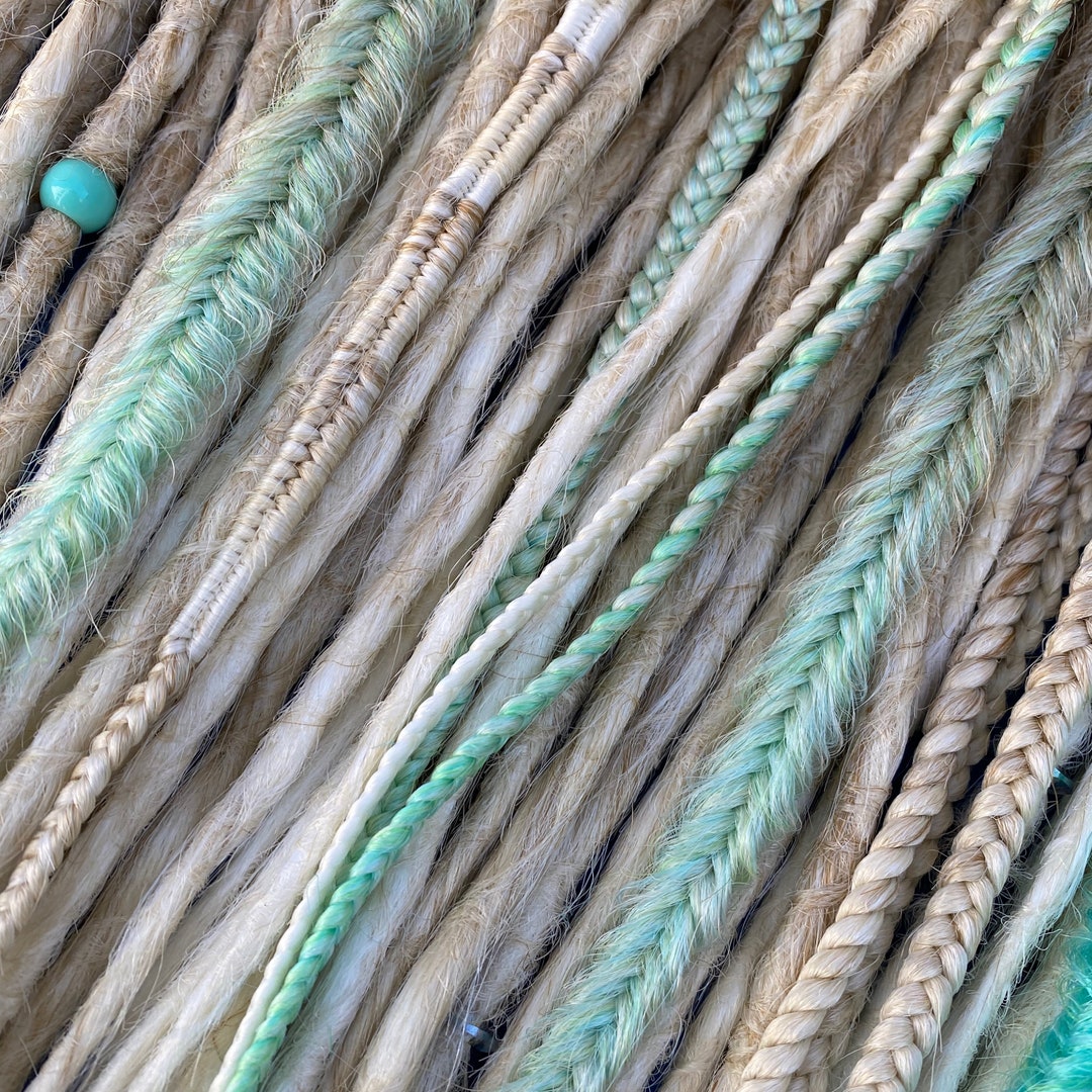 Blond Ombre DE Dreads and Turquoise Braids Mix Set - Synthetic ...