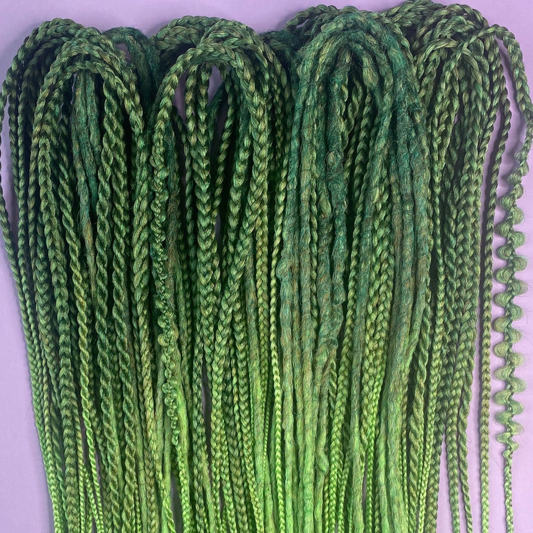 Emerald Green Ombre Full Set DE Dreads and Senegal Mix Braids Hair ...