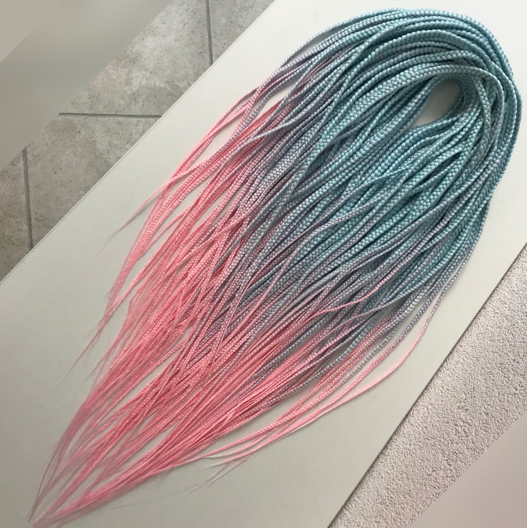 Dreads in Braids Full Set Light Blue Pink Ombre - Dusty Shades ...