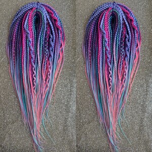 Synthetic Braids Hair Extensions Bright Pink Purple Blue Set DE or SE ...