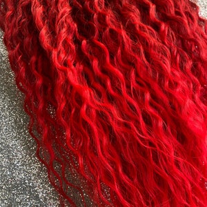 Bright Red Curly Dreadlocks Hair Extensions Synthetic Wavy Dreads Long ...