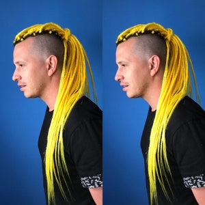 Men's Bright Yellow Custom Synthetic Dreadlocks Hair Extensions Lumpy ...