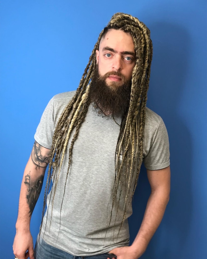 Men DE Dreadlocks Hair Extensions Full Set Synthetic Dreads Soft and ...