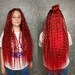 Bright Red Curly Dreadlocks Hair Extensions Synthetic Wavy Dreads Long ...