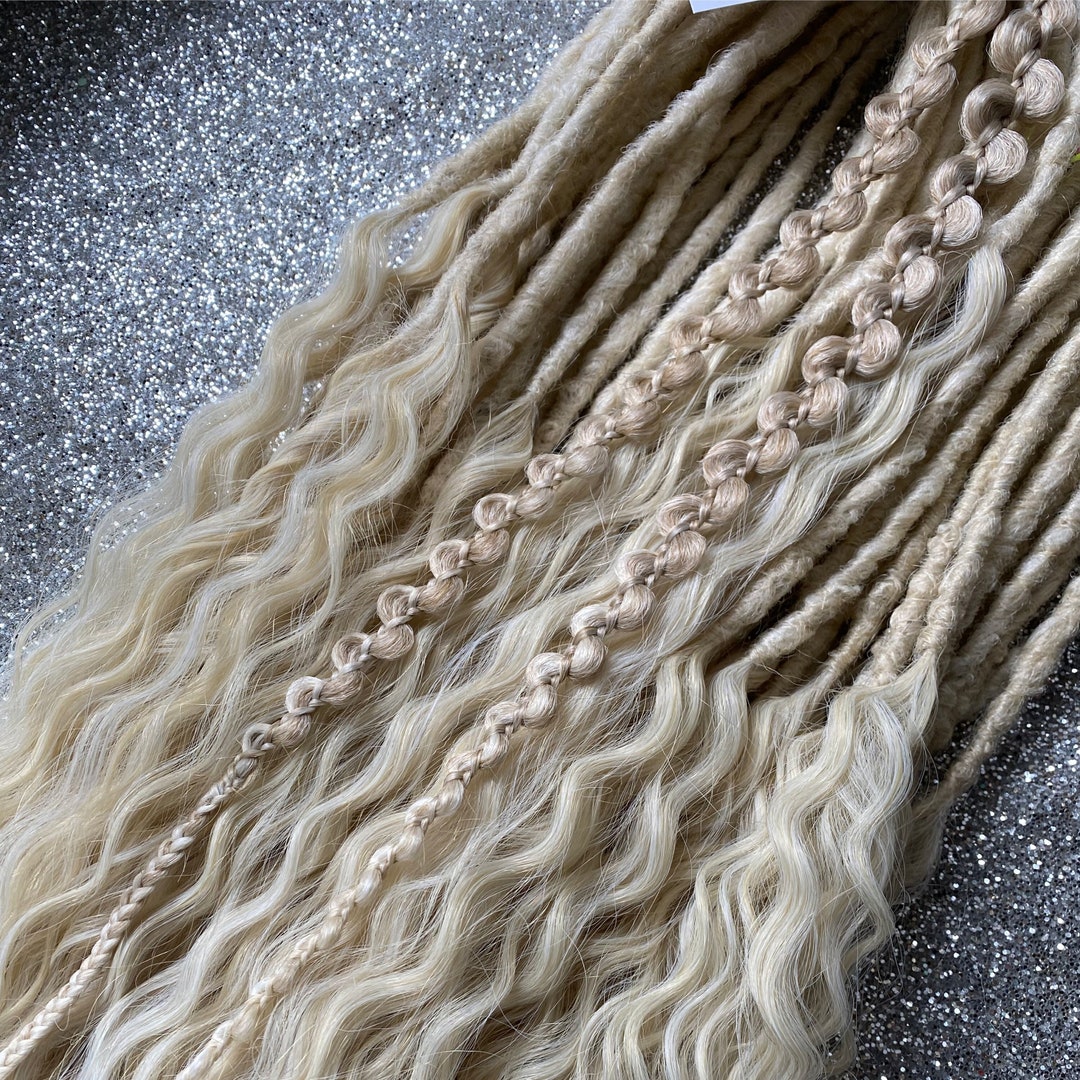 Blonde Curly Dreadlocks Hair Extensions Synthetic Wavy Dreads Long ...