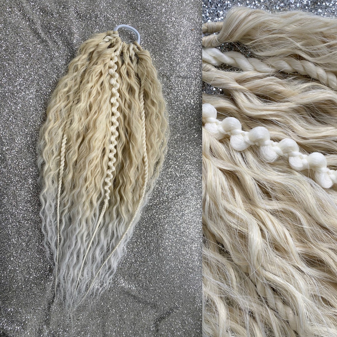 Synthetic Blonde Wavy Ponytail Hair Extensions on Elastic Band Soft and ...