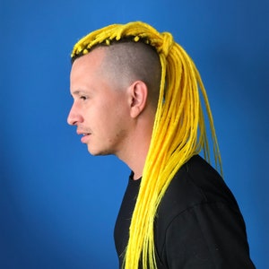 Men's Bright Yellow Custom Synthetic Dreadlocks Hair Extensions Lumpy ...