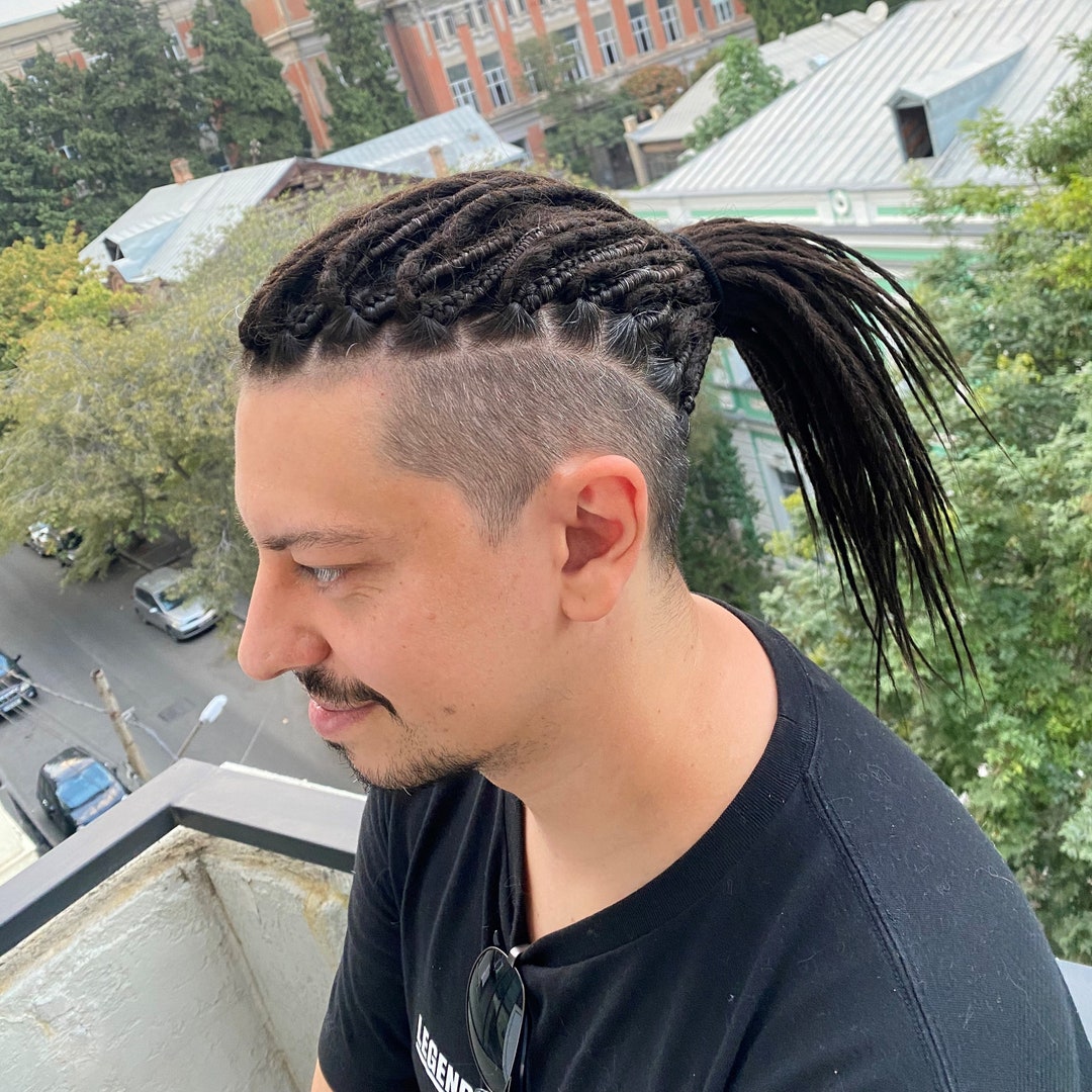 Short Black Double Ended Dreadlocks Extensions Man - Full Set Synthetic ...