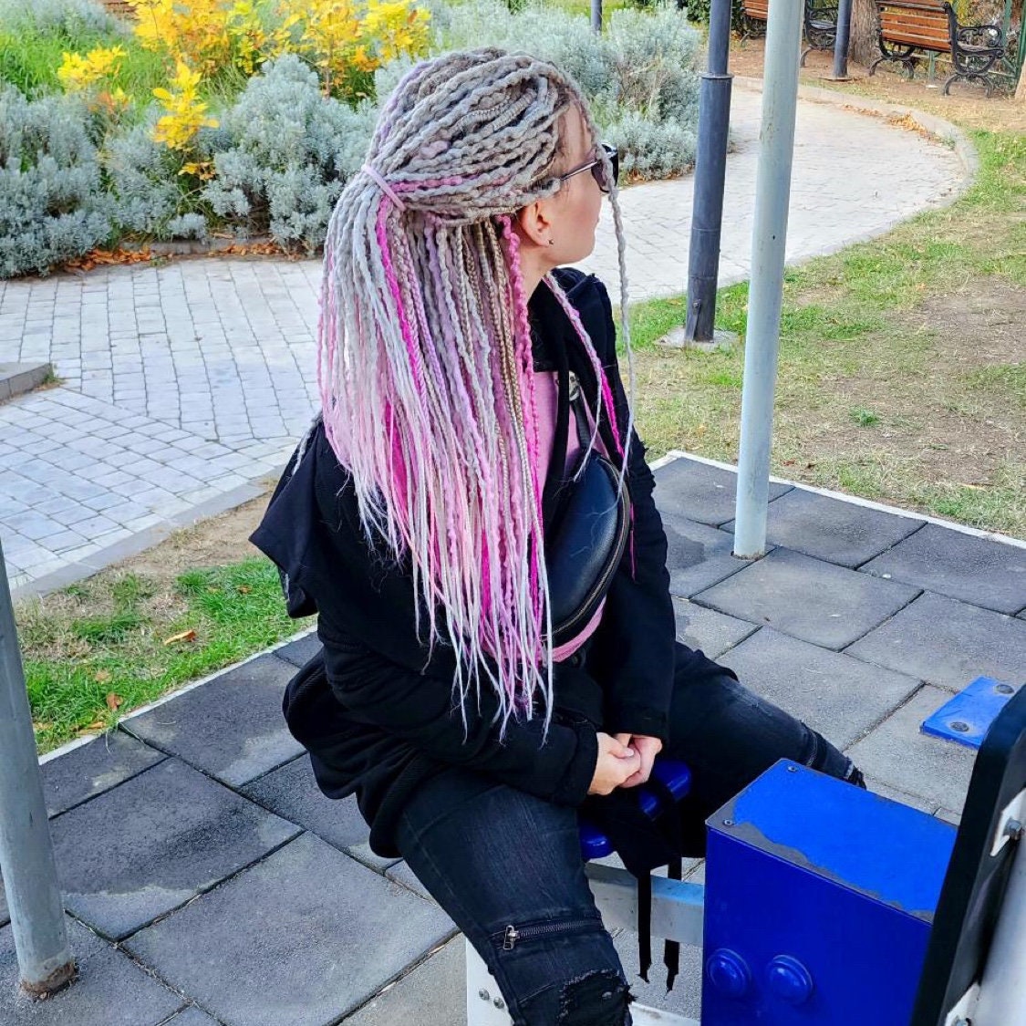 Blond Pink Lumpy Crochet Dreadlocks Set DE / SE With Braids - Synthetic ...
