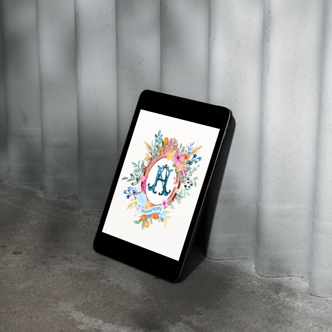 Watercolor Floral Wedding Crest: Personalized Monogram (digital ...