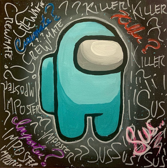 Hand painted Among Us light blue character | Etsy