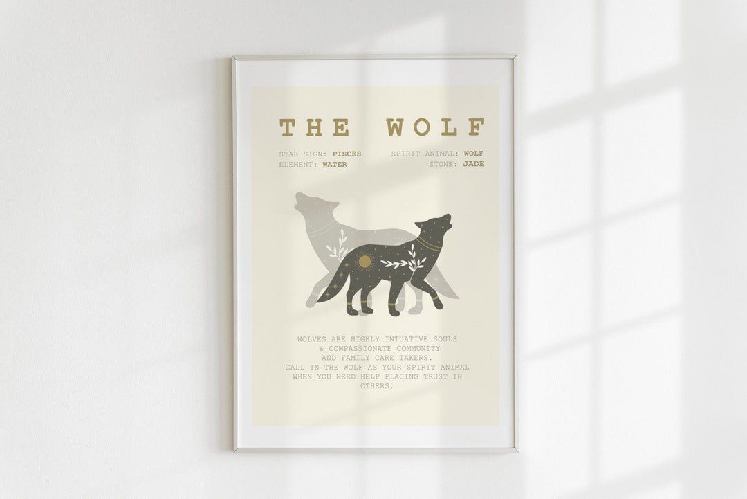 The Wolf Pisces Star Sign Spirit Animal High Quality Digital Print Art ...