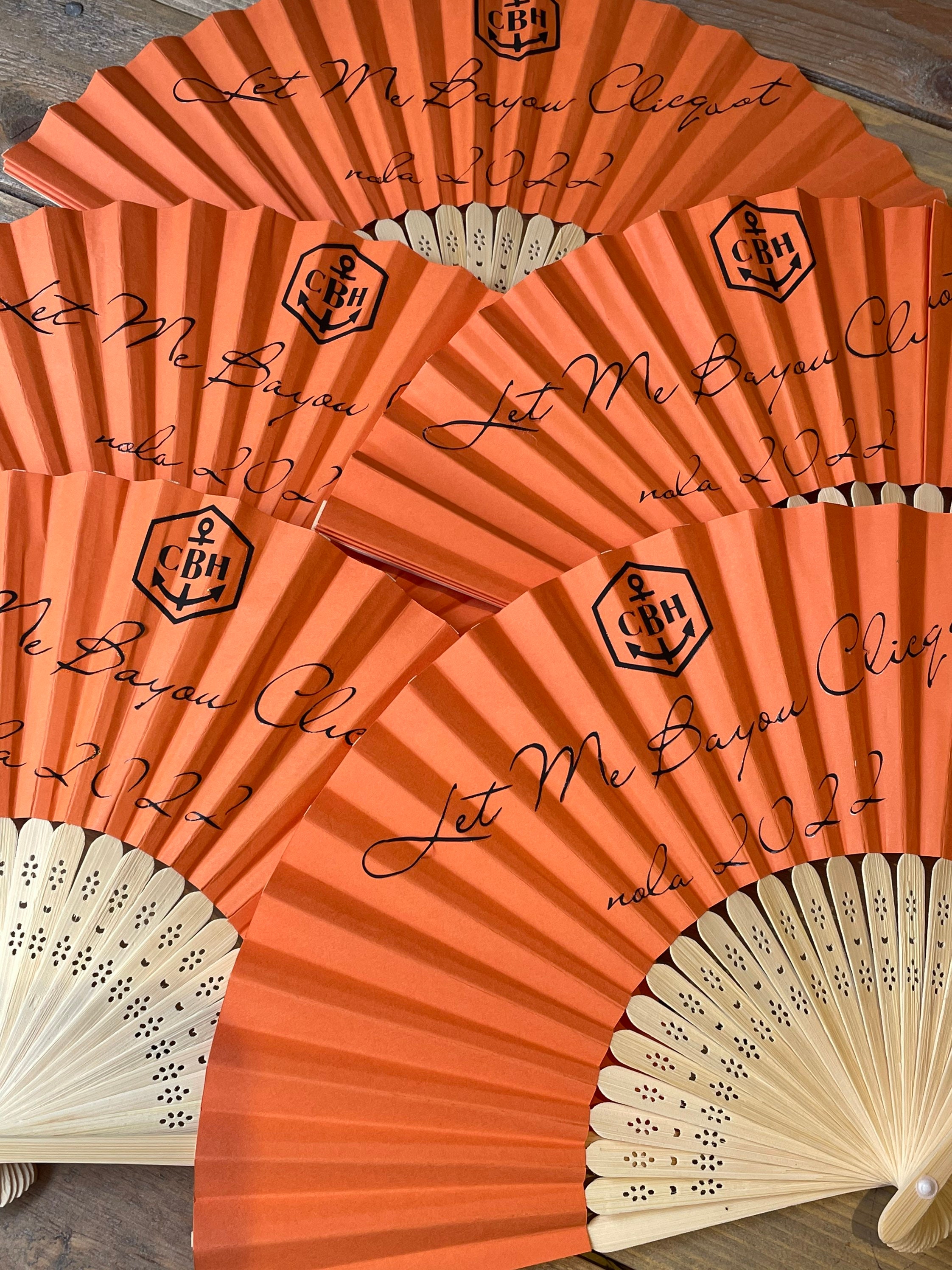 BULK ORDER Paper and Bamboo Personalised Hand Fan White Pink - Etsy UK