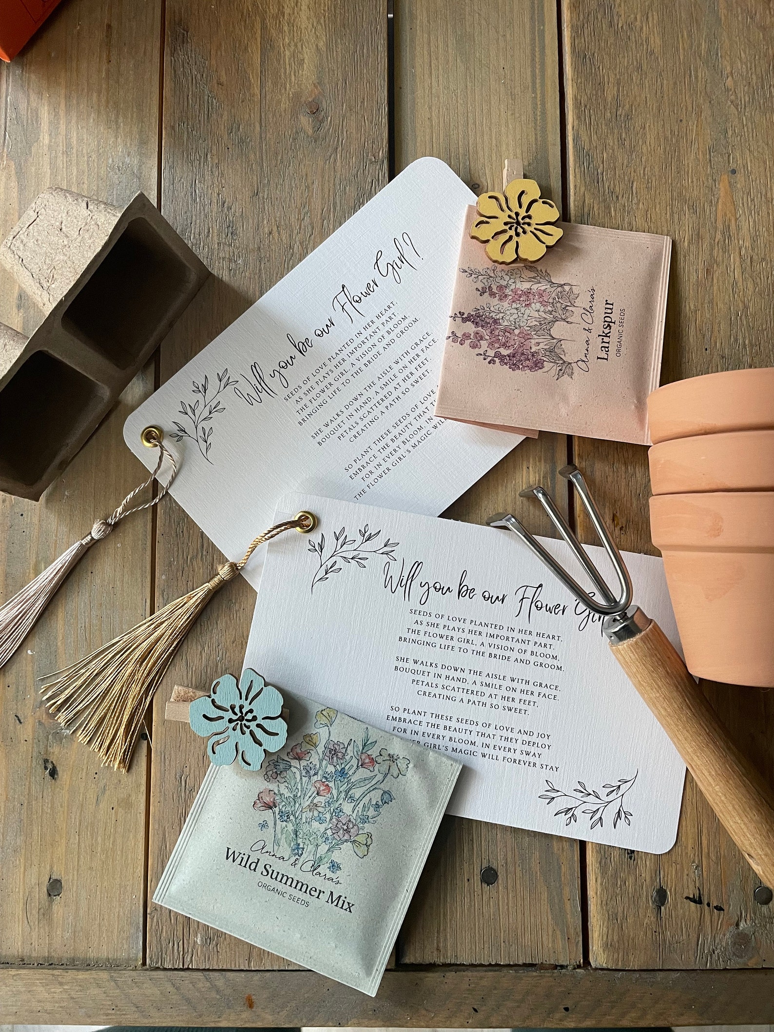 Flower Girl Proposal Poem With Flower Seeds Gift Set Planter Rustic and ...