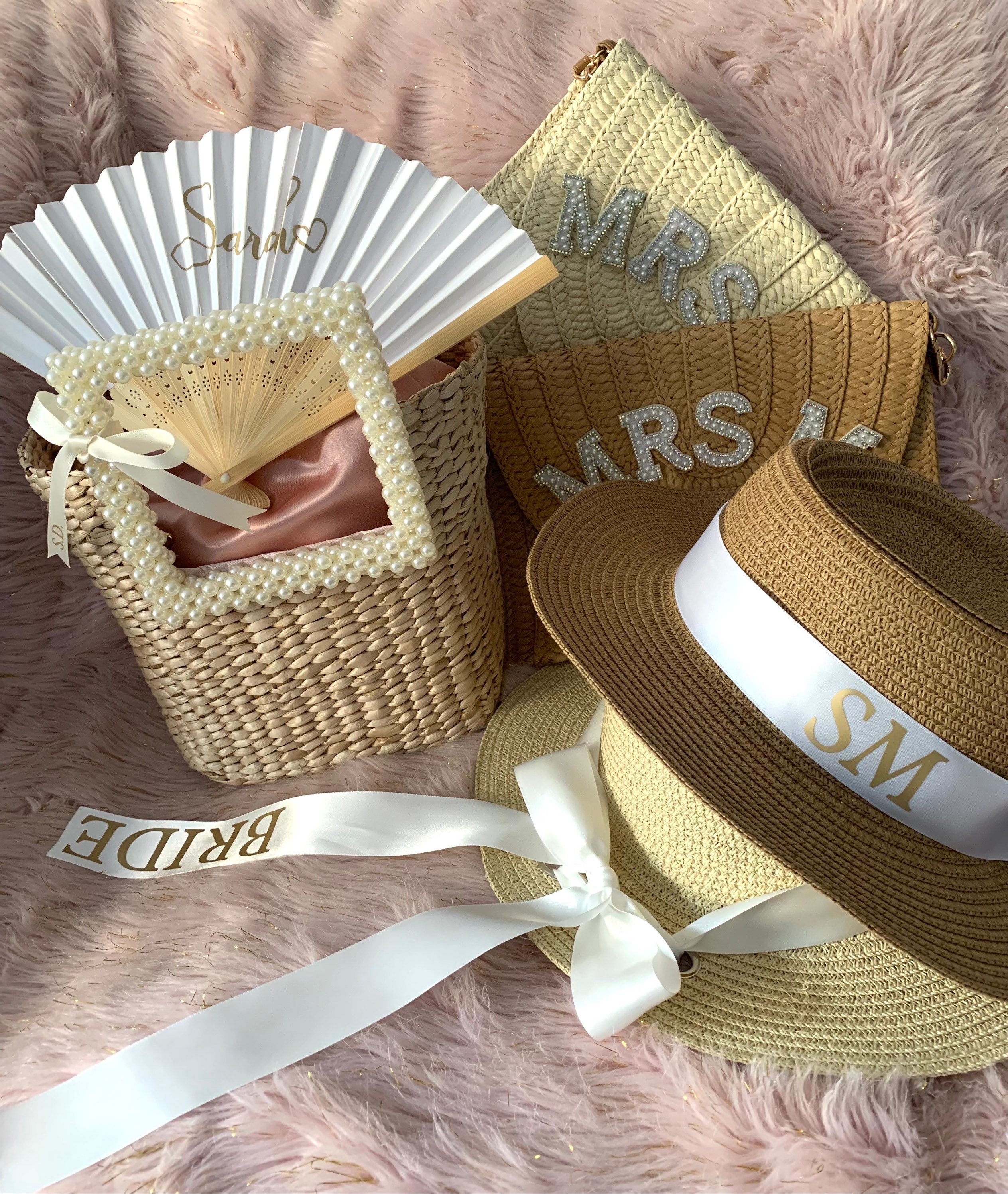 Ladies Straw Embellished Personalised Clutch Handbag. Wedding | Etsy