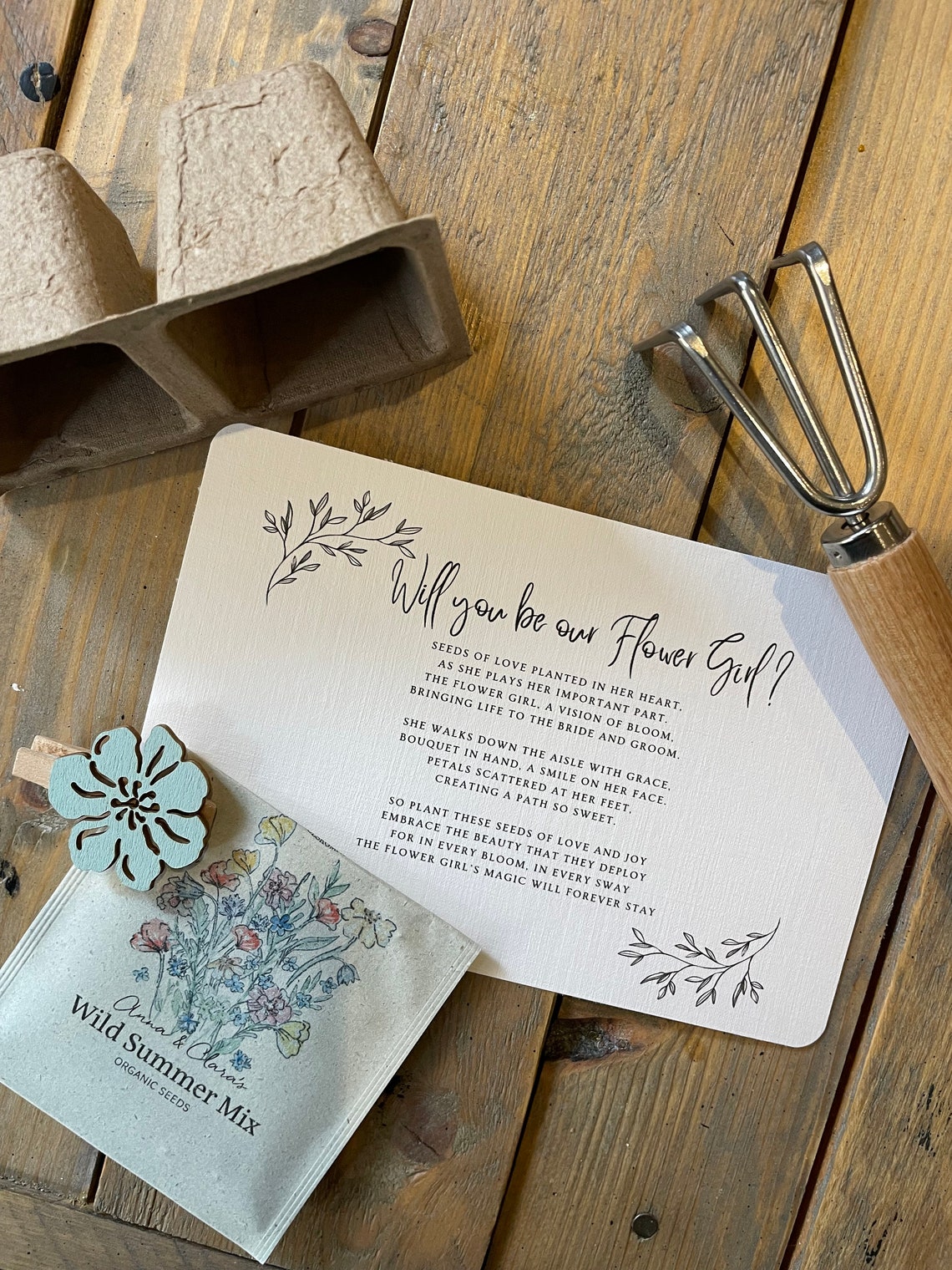 Flower Girl Proposal Poem With Flower Seeds Gift Set Planter Rustic and ...