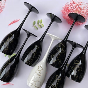 Personalised White Black Champagne Ballon Flutes and Matching Fans Set ...